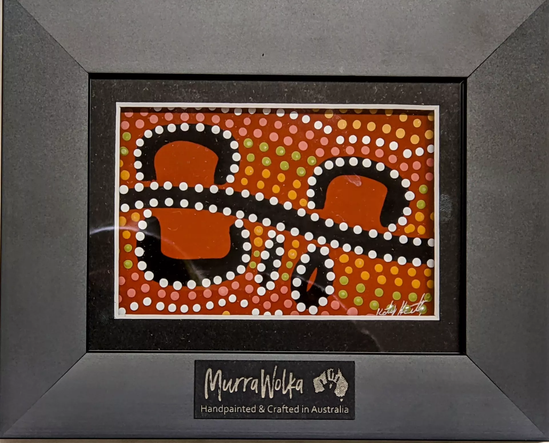 Original Aboriginal art by residents Queensland group framed