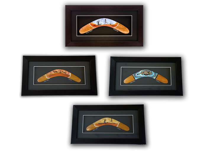Hand crafted painted artworks by Queensland Aboriginal group