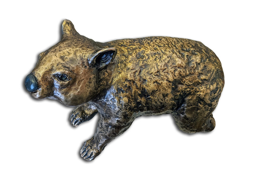 hand made solid bronze Wombat Australian animal burrows eats
