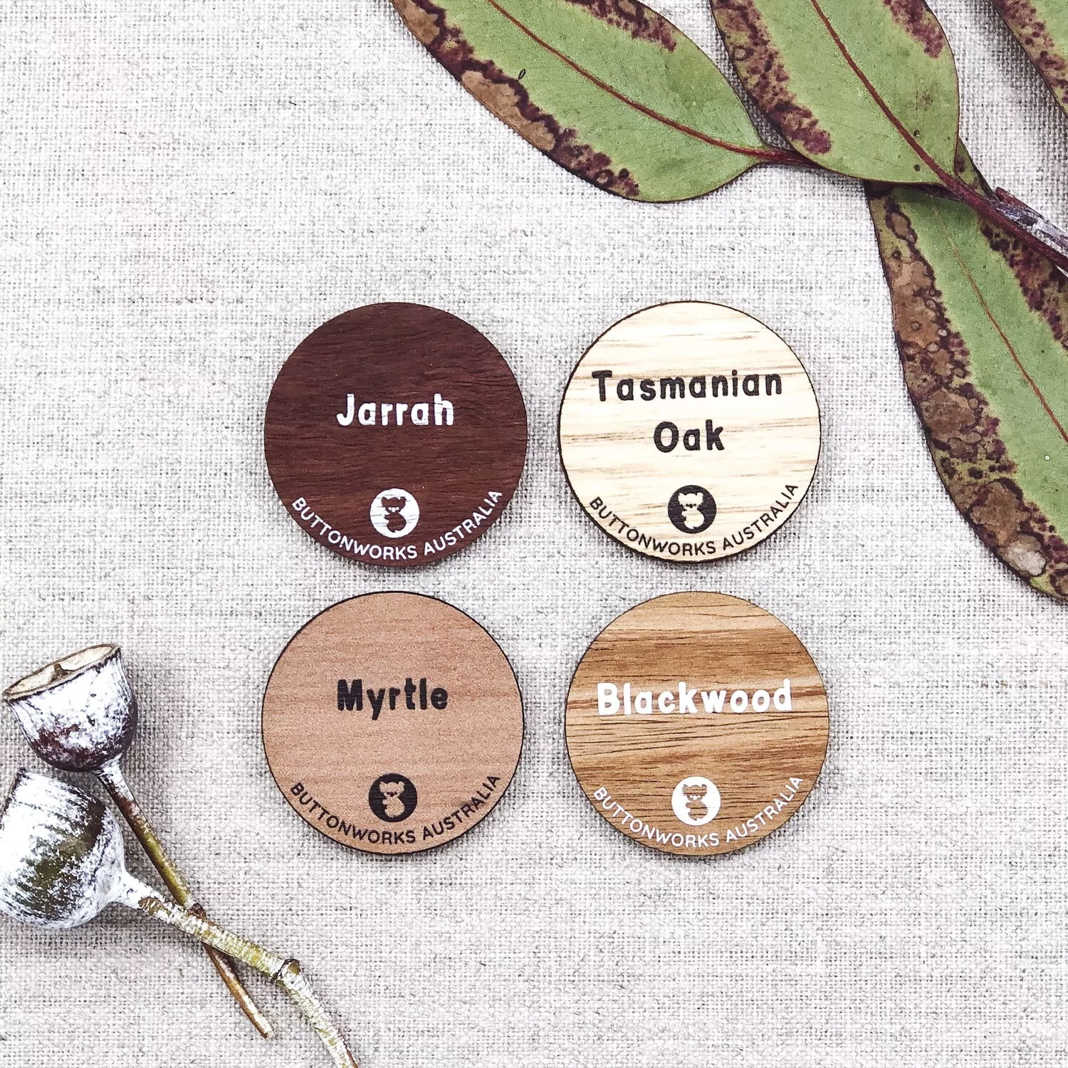 Buttonworks Australian Wooden Australian Animal Coasters - Round