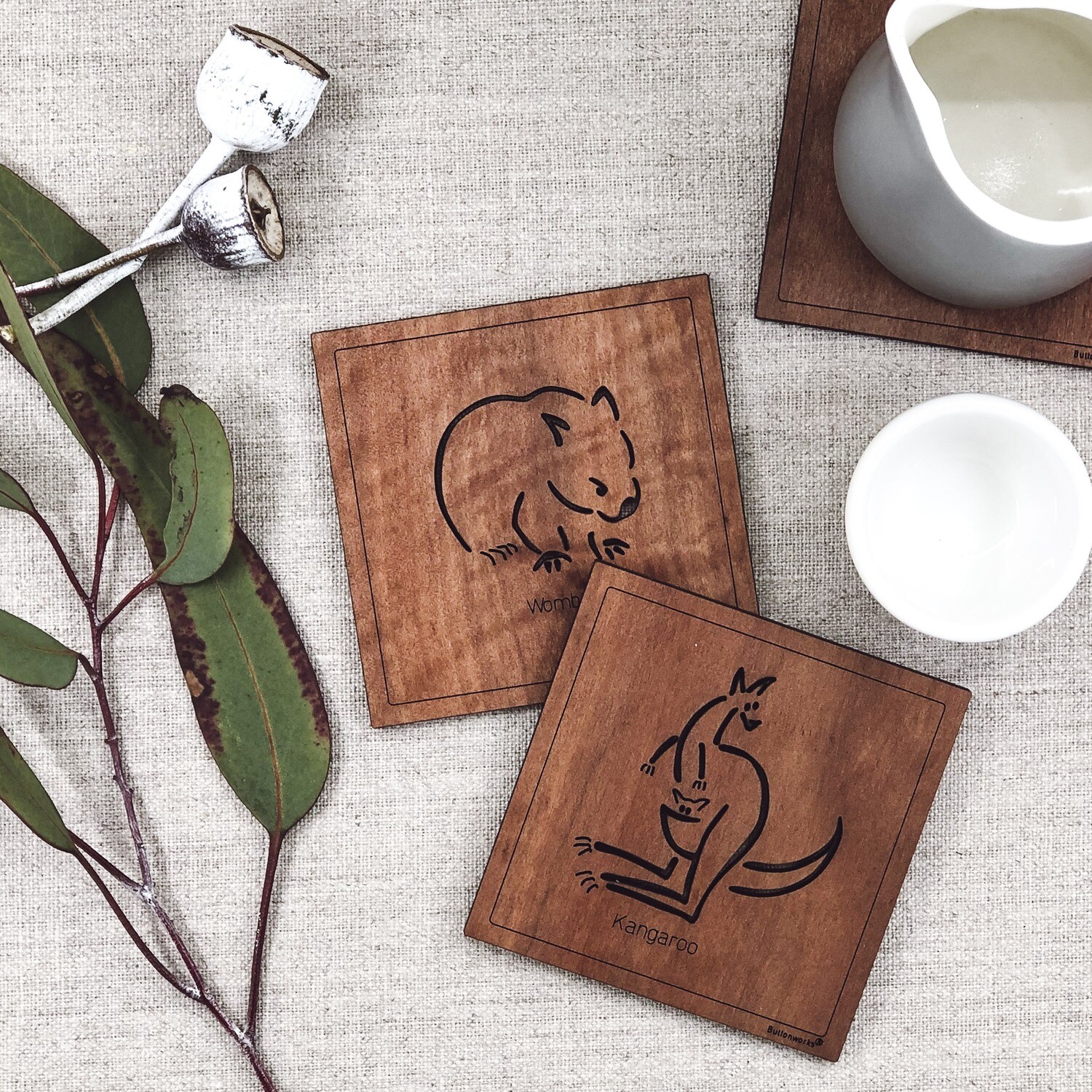 Buttonworks Australia Square Animal Coasters - Gifts and Souvenirs