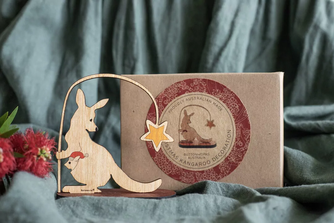 Buttonworks Australian Christmas Kangaroo Decoration - Gifts and Souvenirs